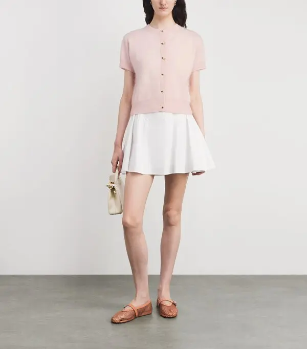 Soft Goat Cashmere Short-sleeve Cardigan
