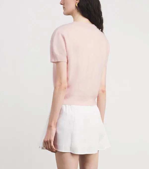 Soft Goat Cashmere Short-sleeve Cardigan