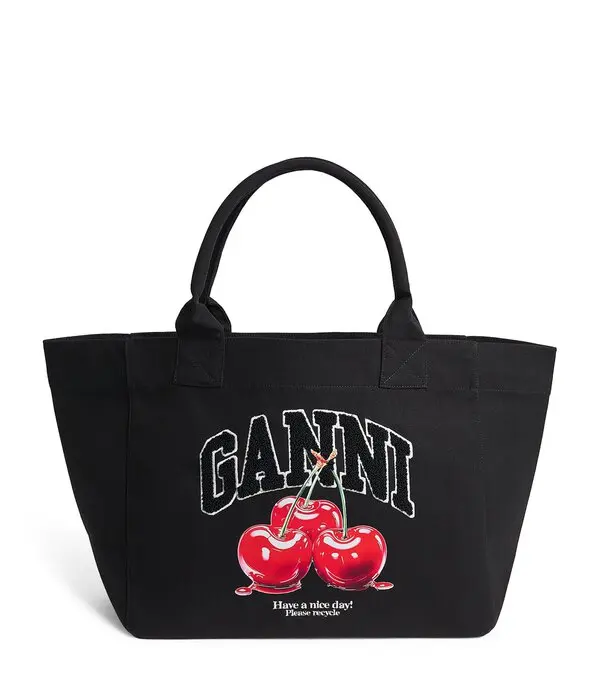 GANNI Cherry Printed Medium Tote Bag
