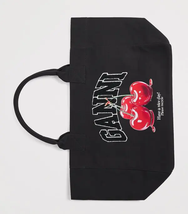 GANNI Cherry Printed Medium Tote Bag