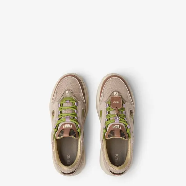 Fendi Force Lace-up Low-top Trainers - Beige