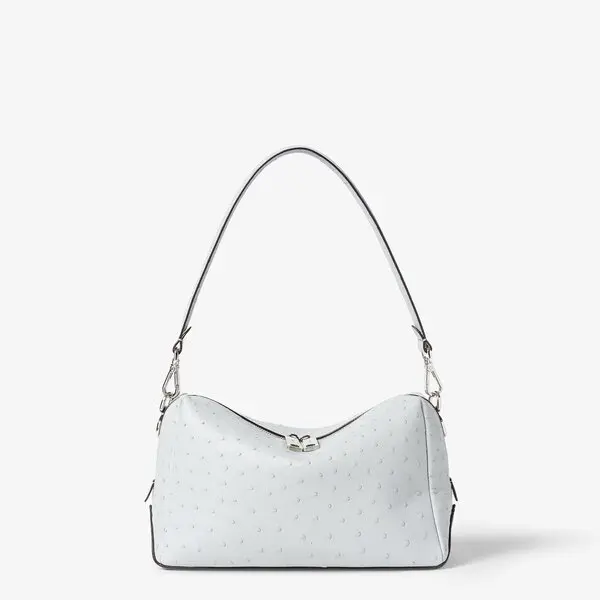 Fendi Lui Medium Ostrich Leather Bag - Grey