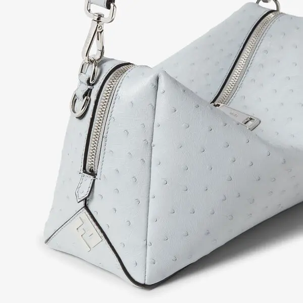 Fendi Lui Medium Ostrich Leather Bag - Grey
