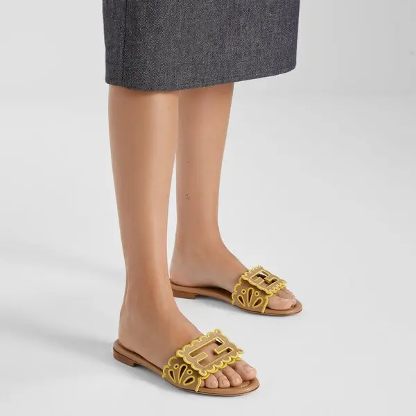 Fendi Baguette Nappa Leather Slides