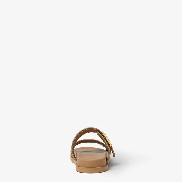 Fendi Ff Baguette Leather Slides