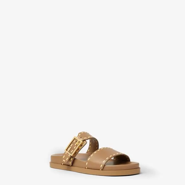 Fendi Ff Baguette Leather Slides