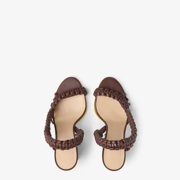 Fendi Arco Braided Leather Sandals - Brown