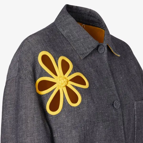 Fendi Cropped Denim Jacket With Ajour Motif
