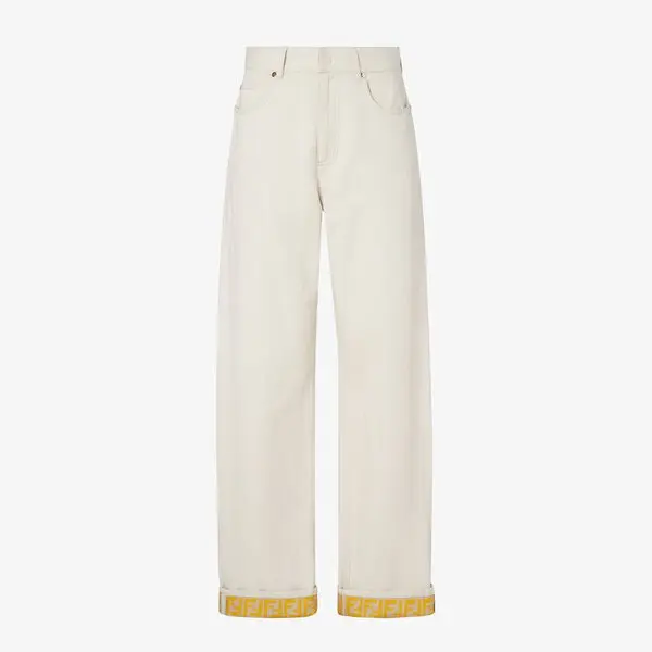 Fendi High-waisted Wide-leg Jeans - Beige