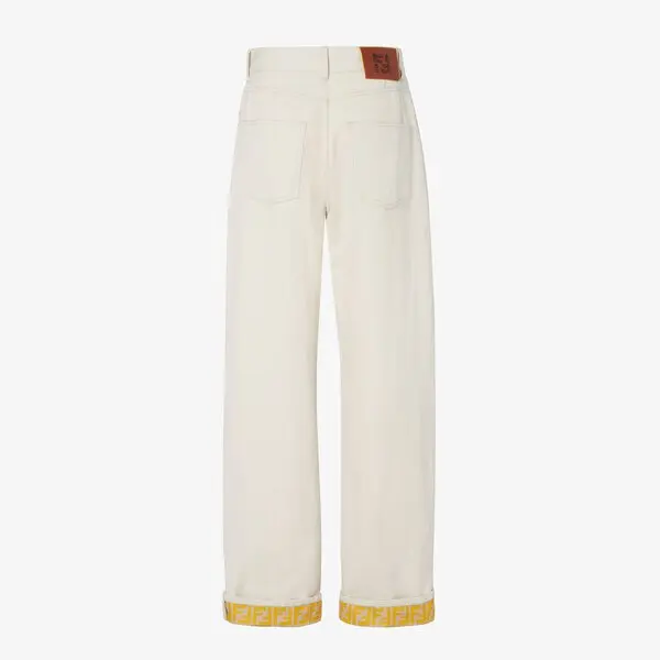 Fendi High-waisted Wide-leg Jeans - Beige