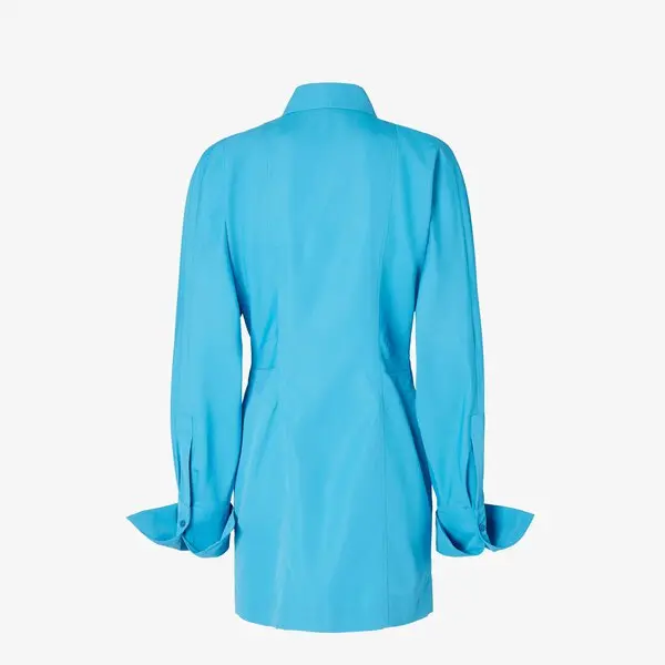 Fendi Fitted Shirt Dress With Embroidered Logo - Light Blue