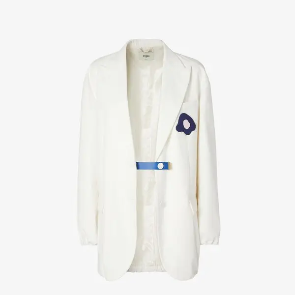 Fendi Technical Canvas Single-breasted Jacket With Removable Brooch