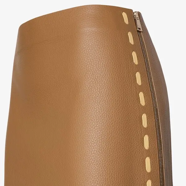 Fendi Grained Leather Midi Skirt
