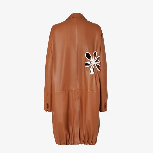 Fendi Tailored Nappa Leather Overcoat With Ajour Motif