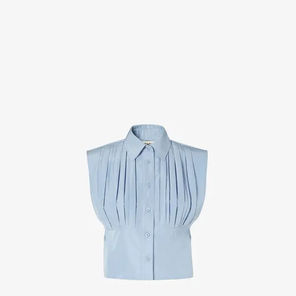 Fendi Sleeveless Faille Top - Light Blue