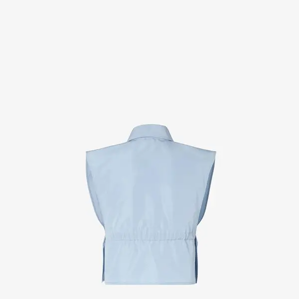 Fendi Sleeveless Top With Embroidered Logo - Light Blue