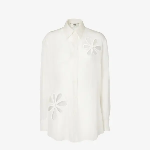 Fendi Ajour Silk Organza Shirt - White