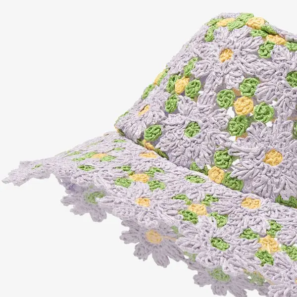 Fendi Floral Crochet Raffia Bucket Hat