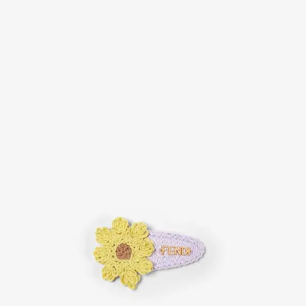 Fendi Crocheted Cotton Hair Clip - Yellow