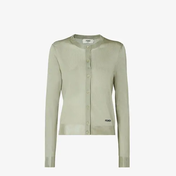 Fendi Slim-fit Cardigan With Embroidered Logo - Green