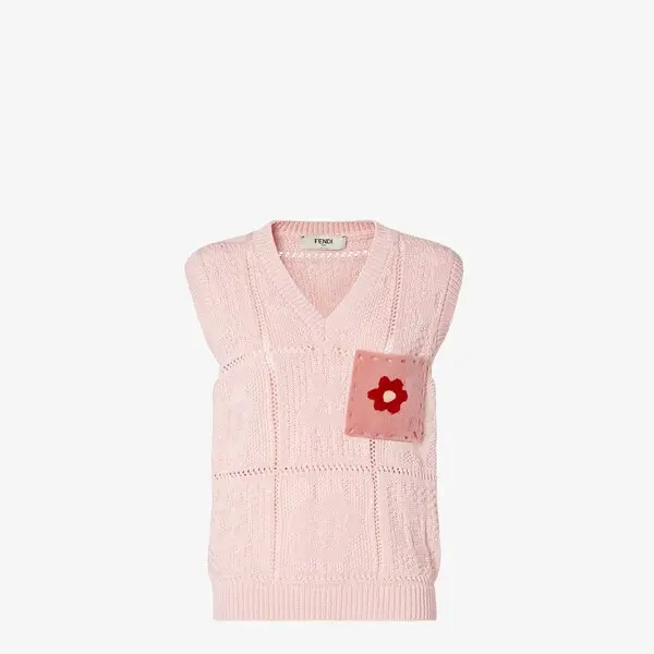 Fendi Crochet Knit Gilet - Pink