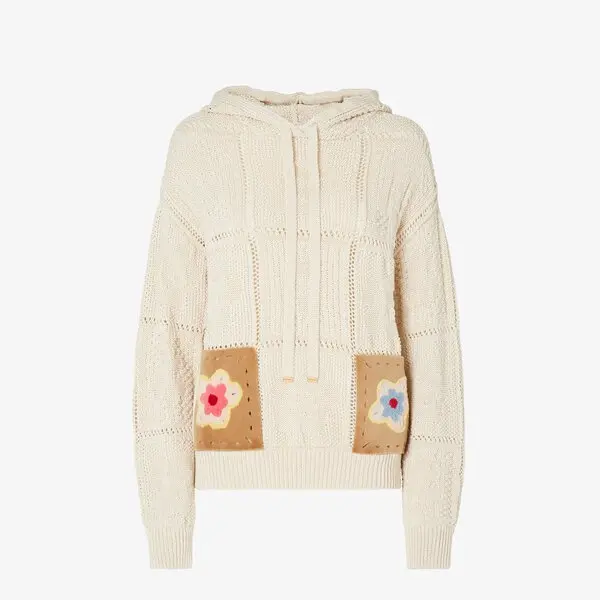 Fendi Crochet Knit Jumper With Mink Pocket Detail