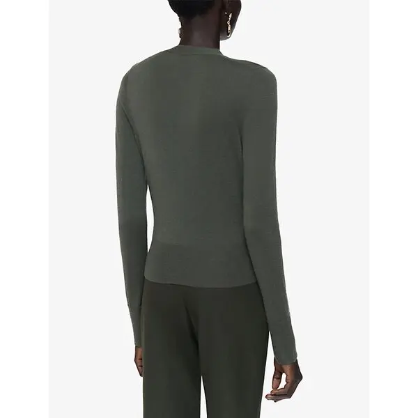 JOSEPH Cashair V-neck Cashmere Cardigan - Palm Leaf