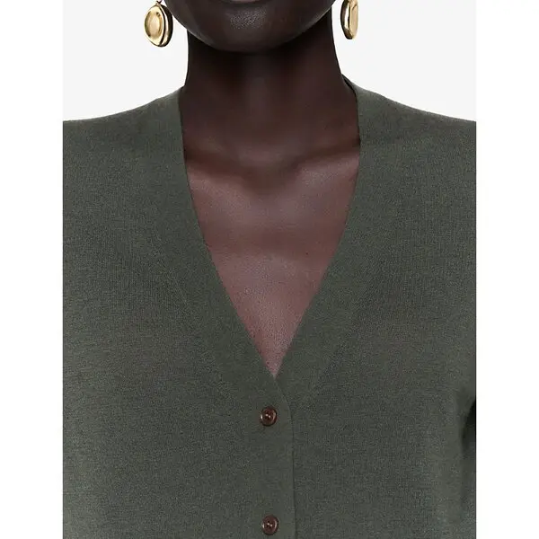 JOSEPH Cashair V-neck Cashmere Cardigan - Palm Leaf