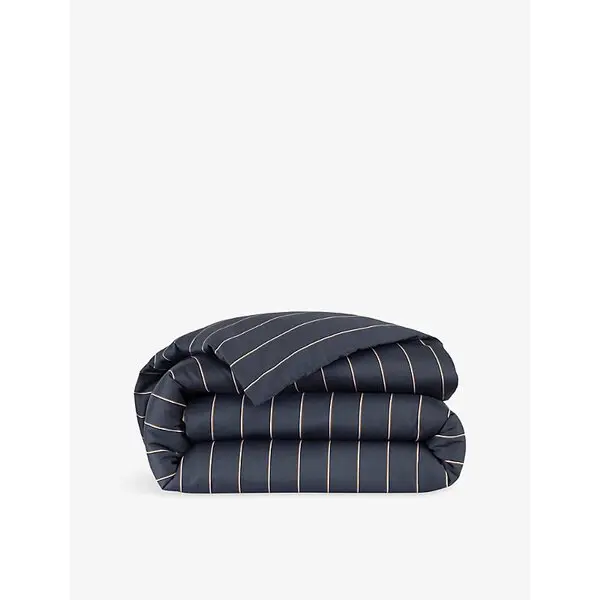 BOSS Bray Striped Cotton Duvet Cover - Ebony
