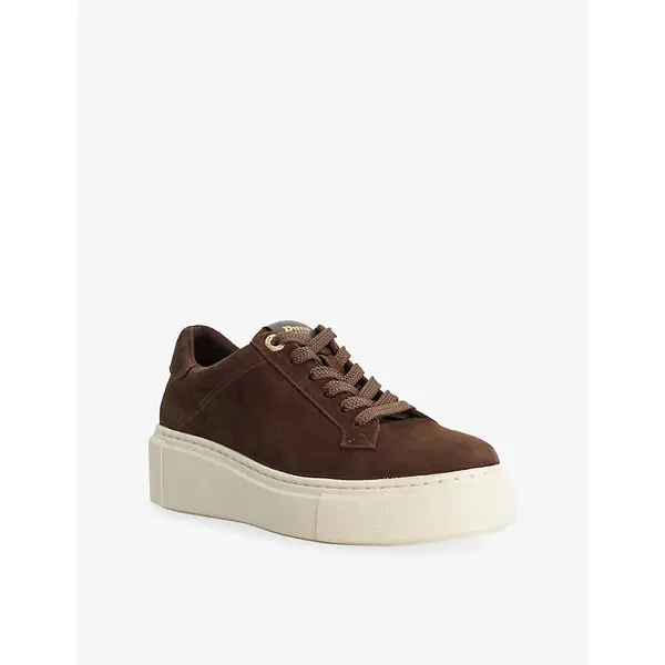 DUNE Evienne Flatform Trainers - Brown Suede