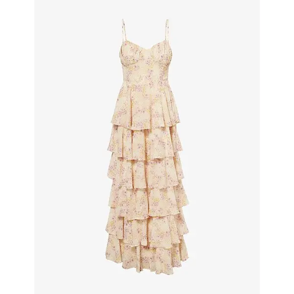 PRETTY LAVISH Madison Ruffle Chiffon Maxi Dress