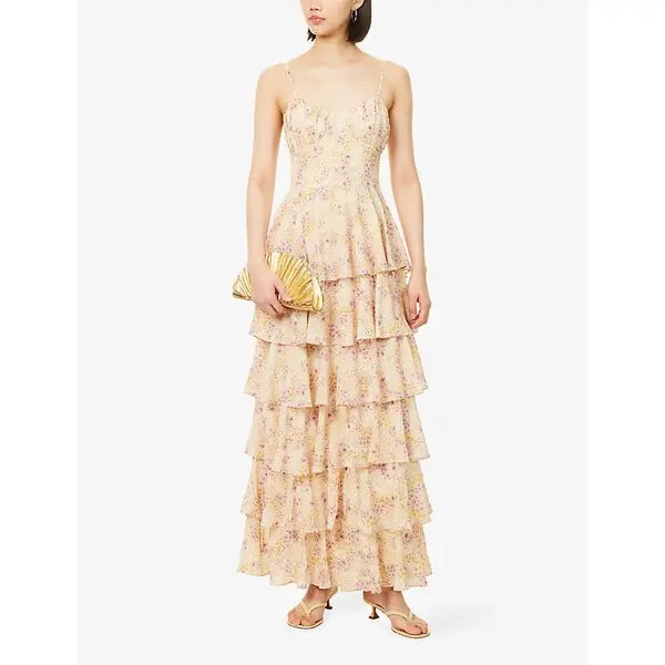 PRETTY LAVISH Madison Ruffle Chiffon Maxi Dress