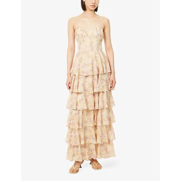 PRETTY LAVISH Madison Ruffle Chiffon Maxi Dress