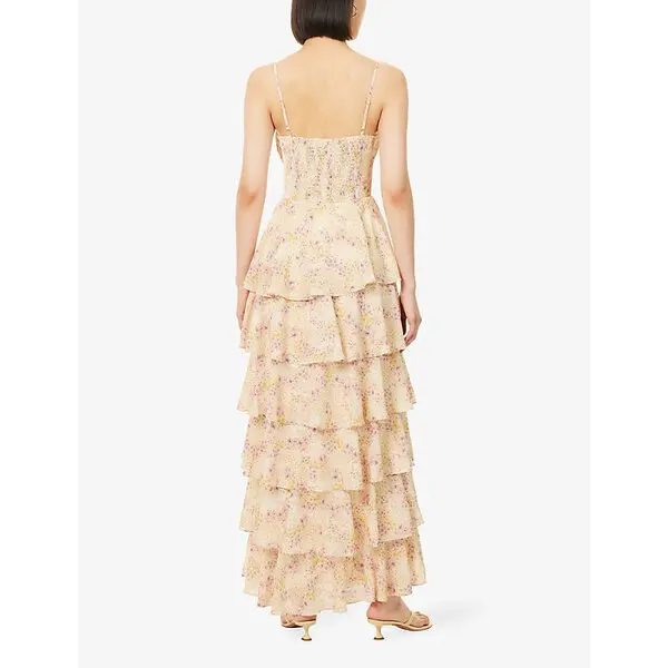PRETTY LAVISH Madison Ruffle Chiffon Maxi Dress