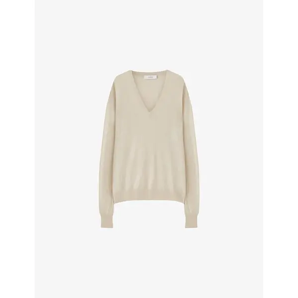 JOSEPH Cashair V-neck Cashmere Jumper - Powder