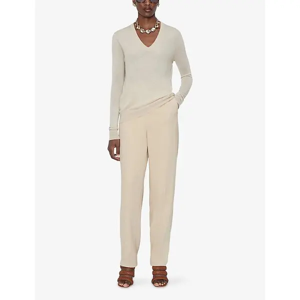 JOSEPH Cashair V-neck Cashmere Jumper - Powder