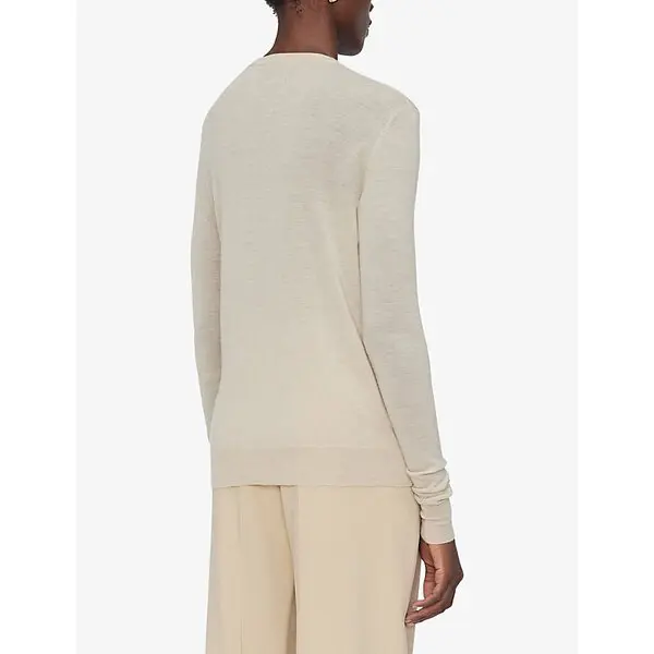 JOSEPH Cashair V-neck Cashmere Jumper - Powder