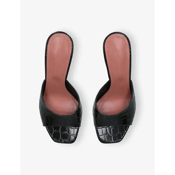 Amina Muaddi Lupita 70 Leather Heeled Mules