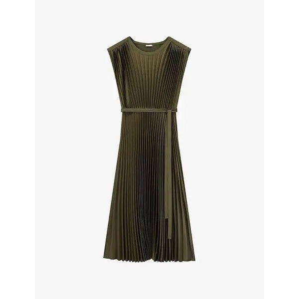 JOSEPH Volta Plissé Woven Midi Dress