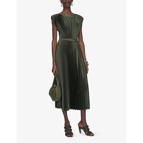 JOSEPH Volta Plissé Woven Midi Dress