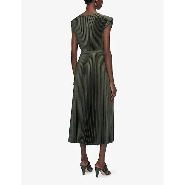 JOSEPH Volta Plissé Woven Midi Dress