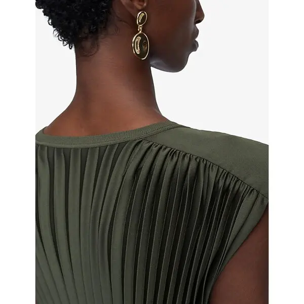 JOSEPH Volta Plissé Woven Midi Dress