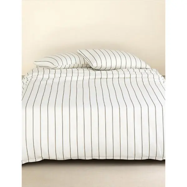 BOSS B Ray Striped Cotton-sateen Fitted Sheet - White