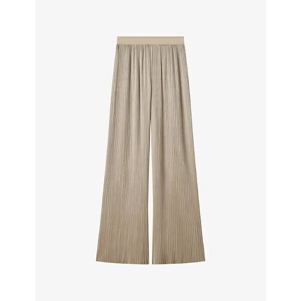 JOSEPH Amber Pleated Satin Trousers - Powder