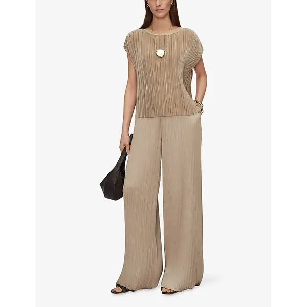 JOSEPH Amber Pleated Satin Trousers - Powder