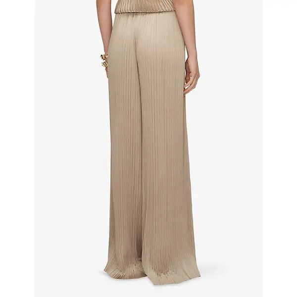 JOSEPH Amber Pleated Satin Trousers - Powder