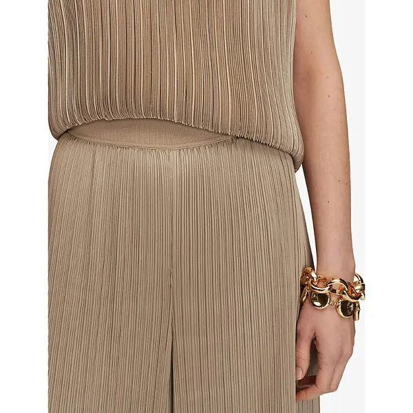 JOSEPH Amber Pleated Satin Trousers - Powder