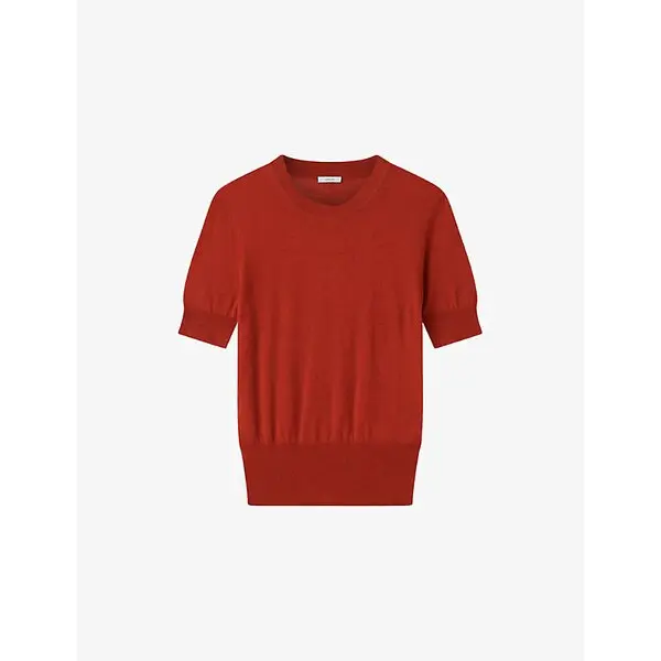 JOSEPH Cashair Round-neck Cashmere Top - Spice