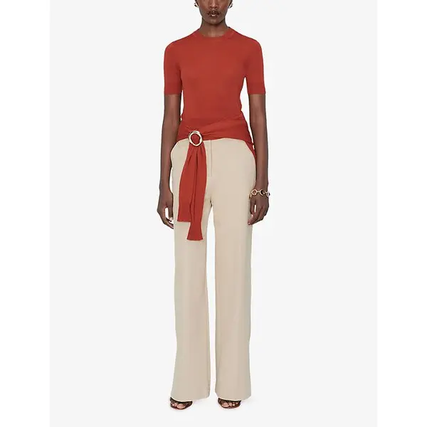 JOSEPH Cashair Round-neck Cashmere Top - Spice