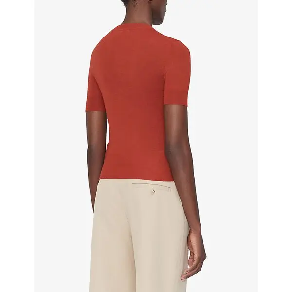 JOSEPH Cashair Round-neck Cashmere Top - Spice